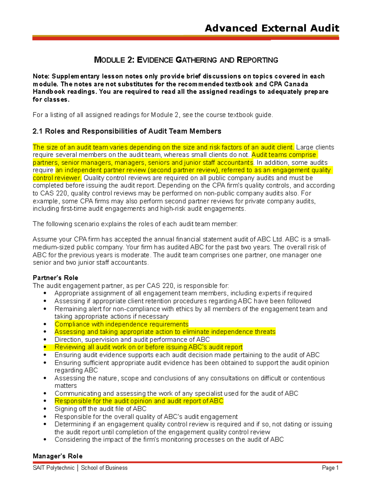 Module 2 Supplementary Lesson Notes - MODULE 2: EVIDENCE GATHERING AND ...
