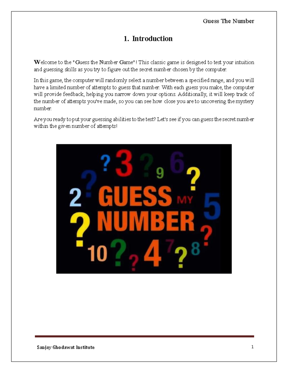 Python all - Microproject - 1 1. Introduction Welcome to the "Guess the Number Game"! This - Studocu