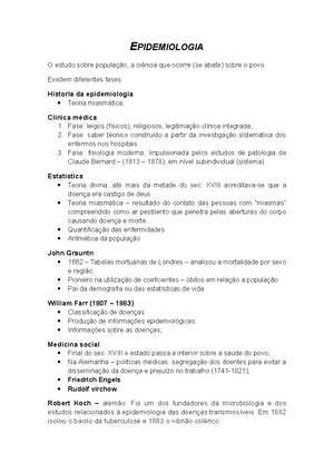 Resumo de Epidemiologia - Warning: TT: undefined function: 32 Warning: TT: undefined function ...
