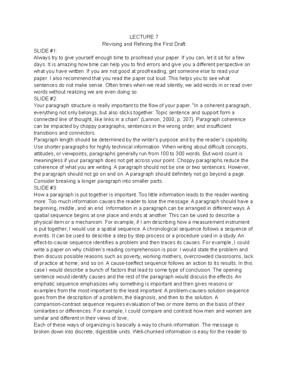 PSYU301 Wk7 Pt1 - Powerpoint Lecture Notes - LECTURE 7 Revising and ...