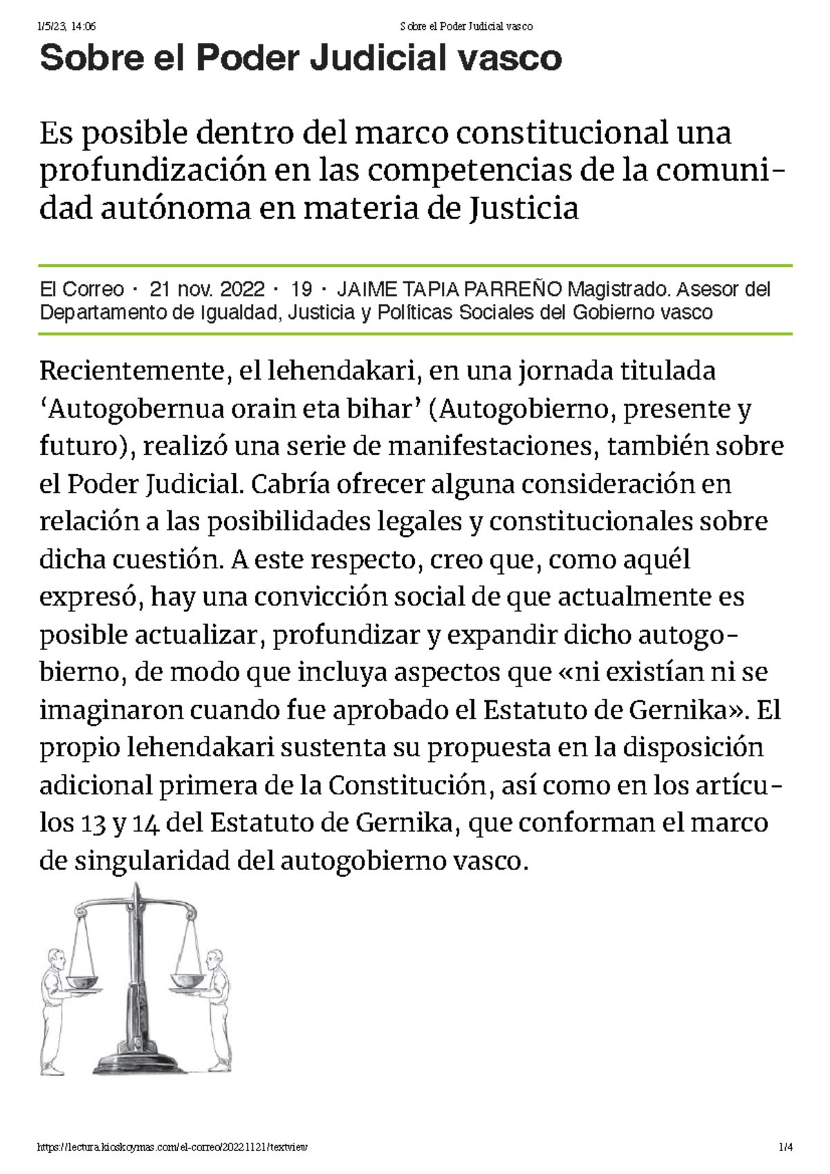 Sobre El Poder Judicial Vasco Recien Temente El Lehen Da Kari En 9722