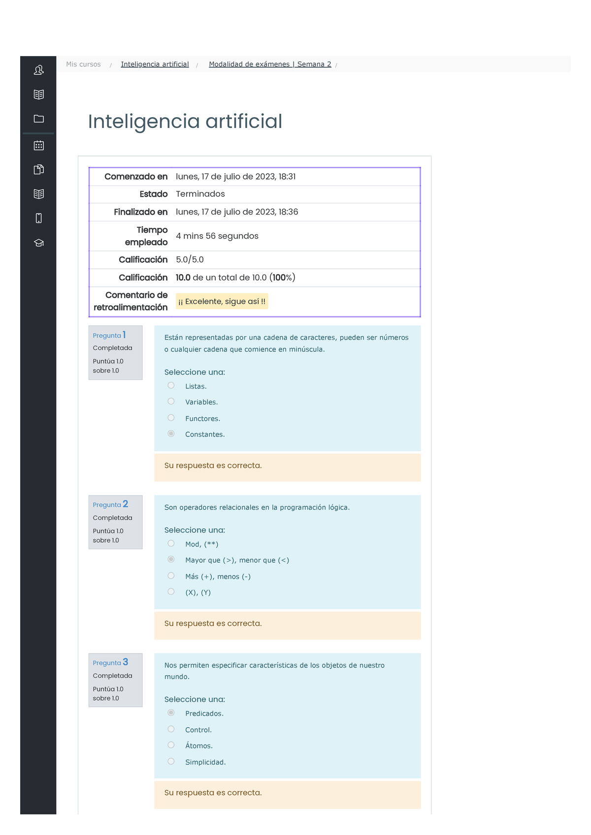 Examen 2 Inteligencia Artificial - Inteligencia artificial Pregunta 1 ...