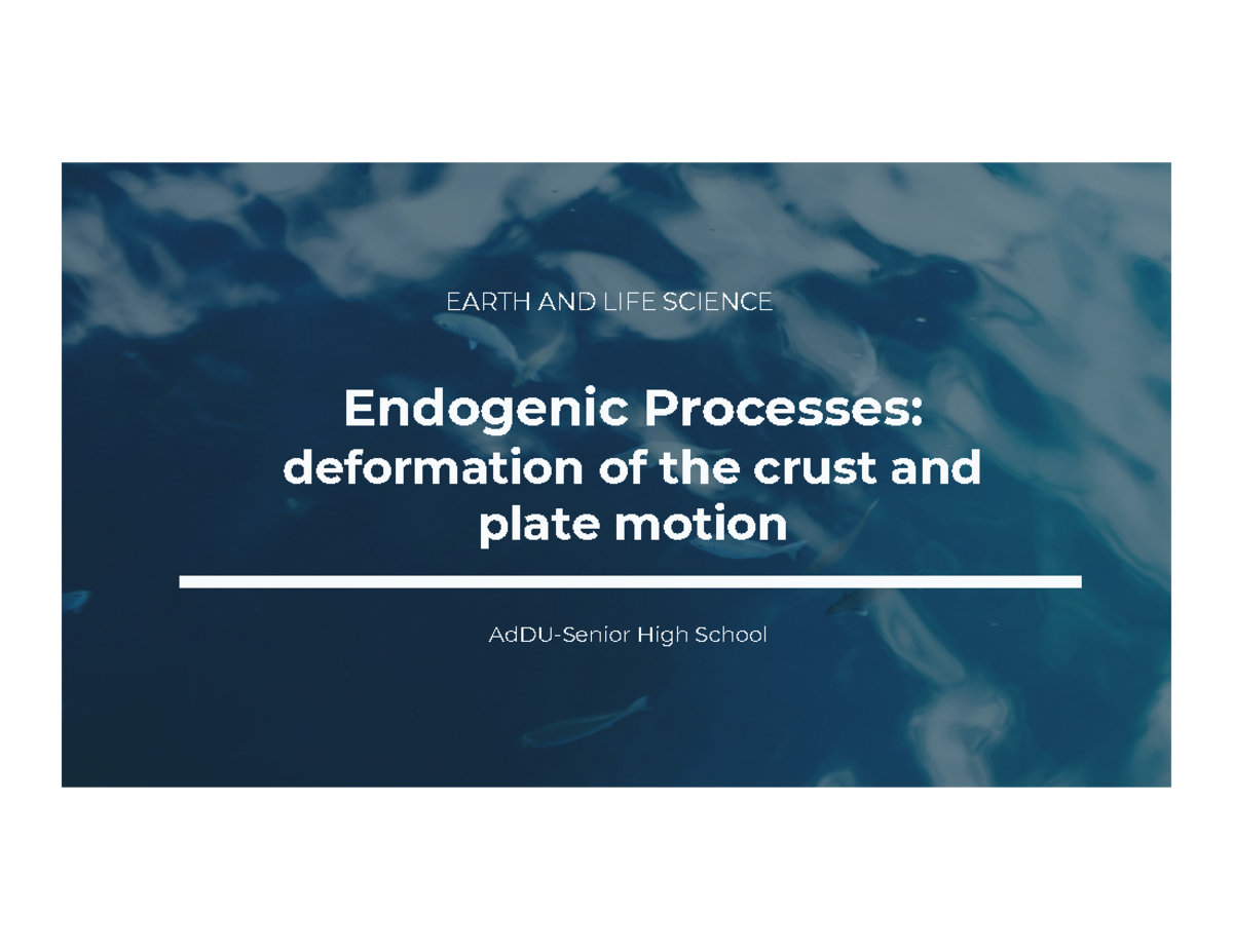 ELS - T3 - Endogenic Processes amd Deformation of Crust - EARTH AND ...