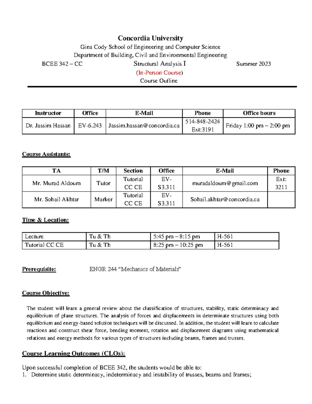 BCEE 342 - Summer 2022-Course Outline - 1 - Concordia University Gina ...