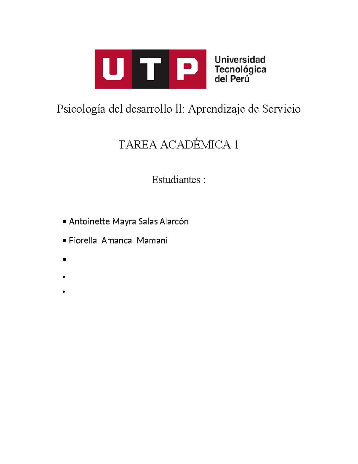 TA1 Psicología del desarrollo.docx xd - Psicología del desarrollo ll: Aprendizaje de Servicio ...