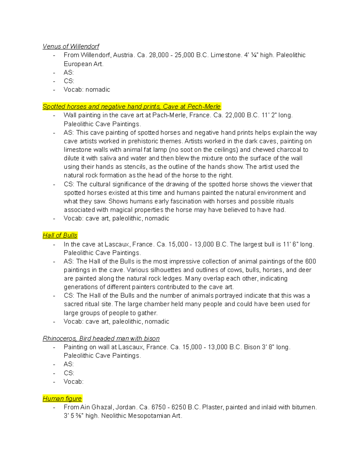 Art History Study Guide - Venus of Willendorf - From Willendorf ...