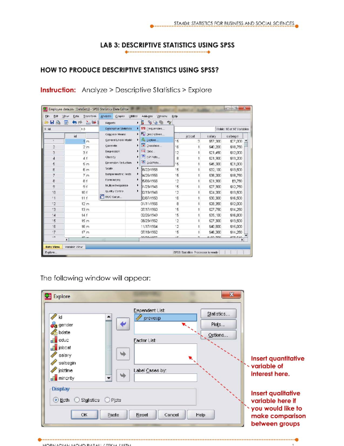 LAB 3 - Descriptive Statistics Using SPSS - Studocu