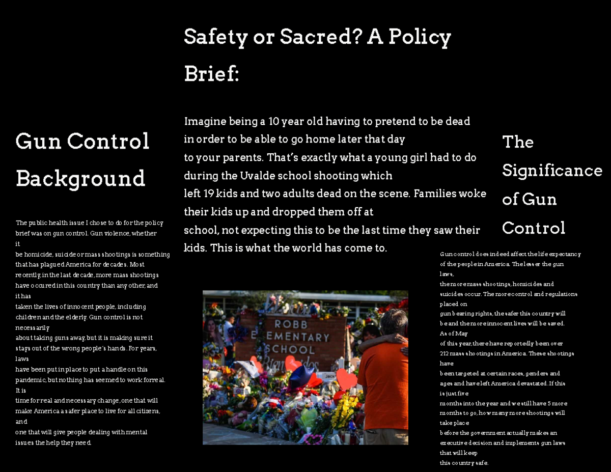 My project - Policy brief on gun laws - River Burke Nicky Ball Riley ...