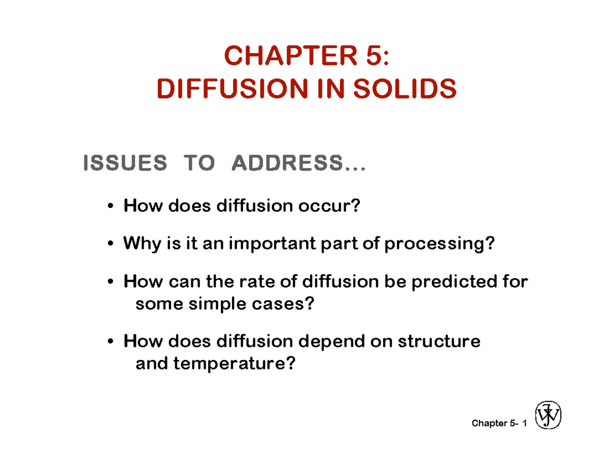 Lecture 2 Diffusion in solids - ISSUES TO ADDRESS... • How does ...