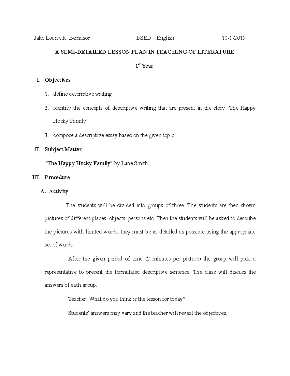 81774716 Lesson Plan In Teaching Of Literature Jake Louise R