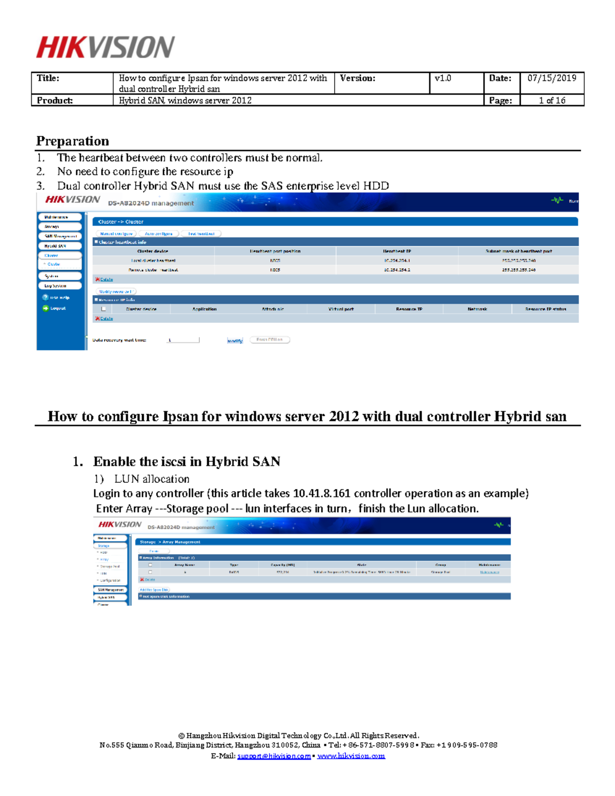 How to configure Ipsan for windows server with dual controller Hybrid ...