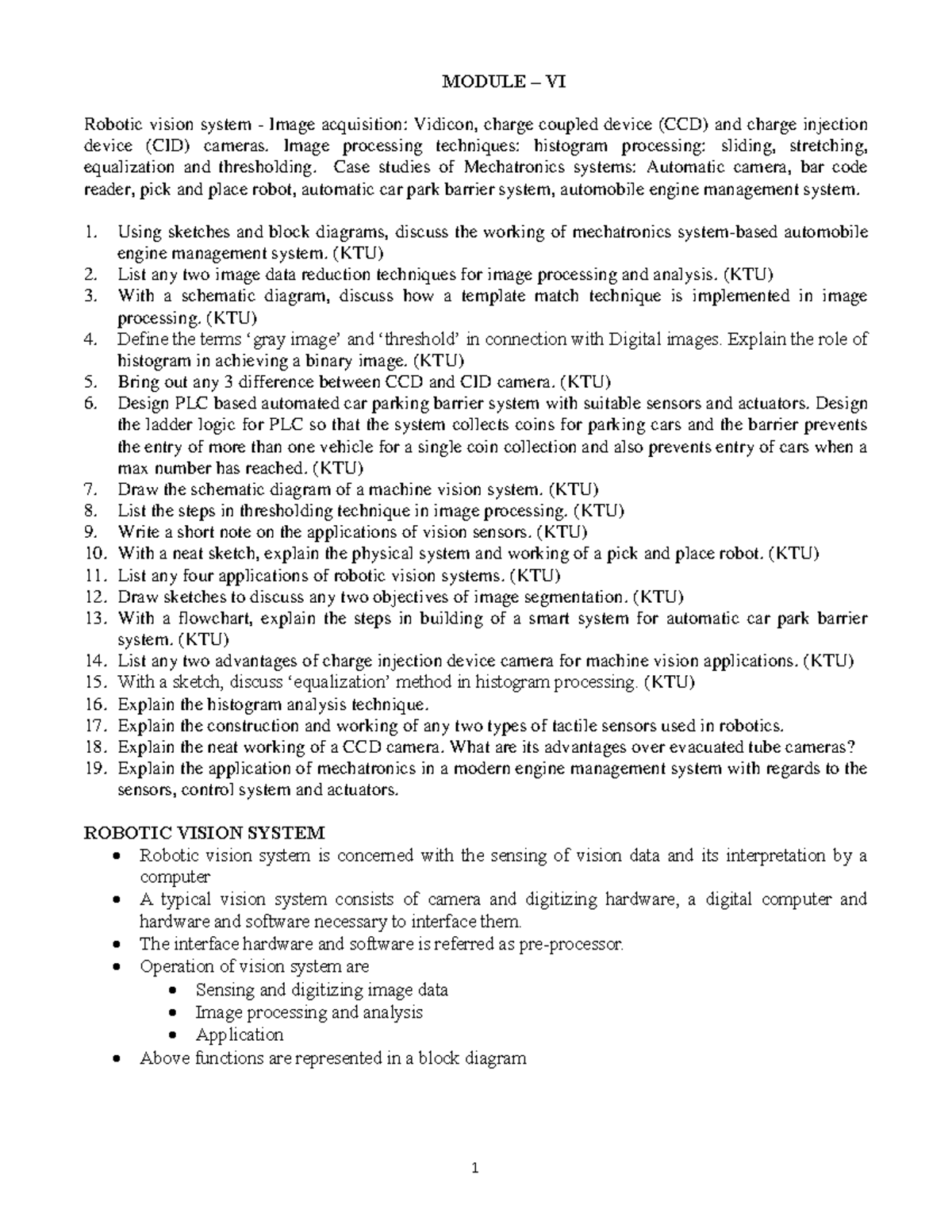 ME407 MCS Module 6 - Good - MODULE – VI Robotic vision system - Image ...