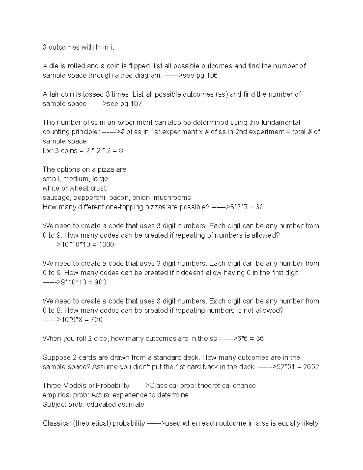 Math125 - 3 outcomes with H in it A die is rolled and a coin is flipped ...