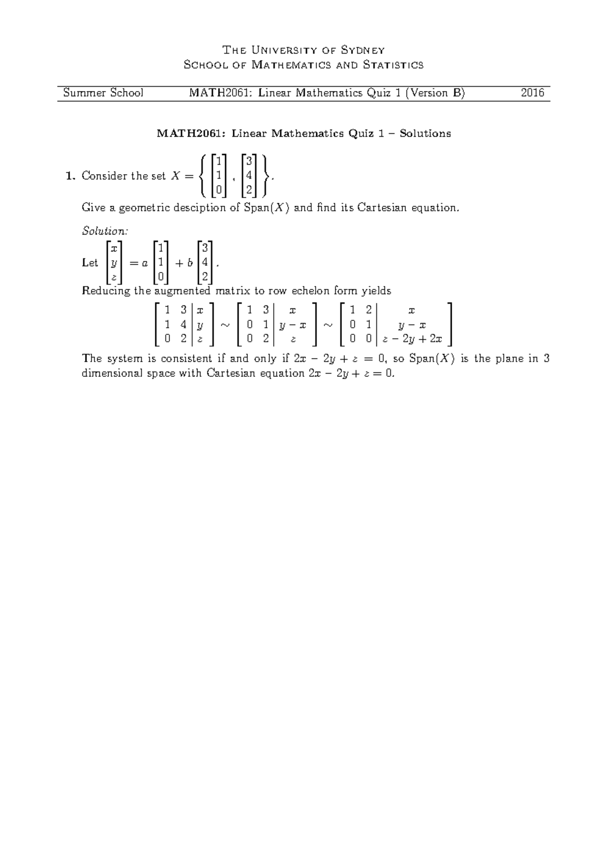Quiz LM 01bs - Quiz 1B solutions - The University of Sydney School of ...