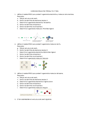Taller Vsepr TOM TEV Resueltos - Ejercicios Resueltos 1. Usa el modelo ...