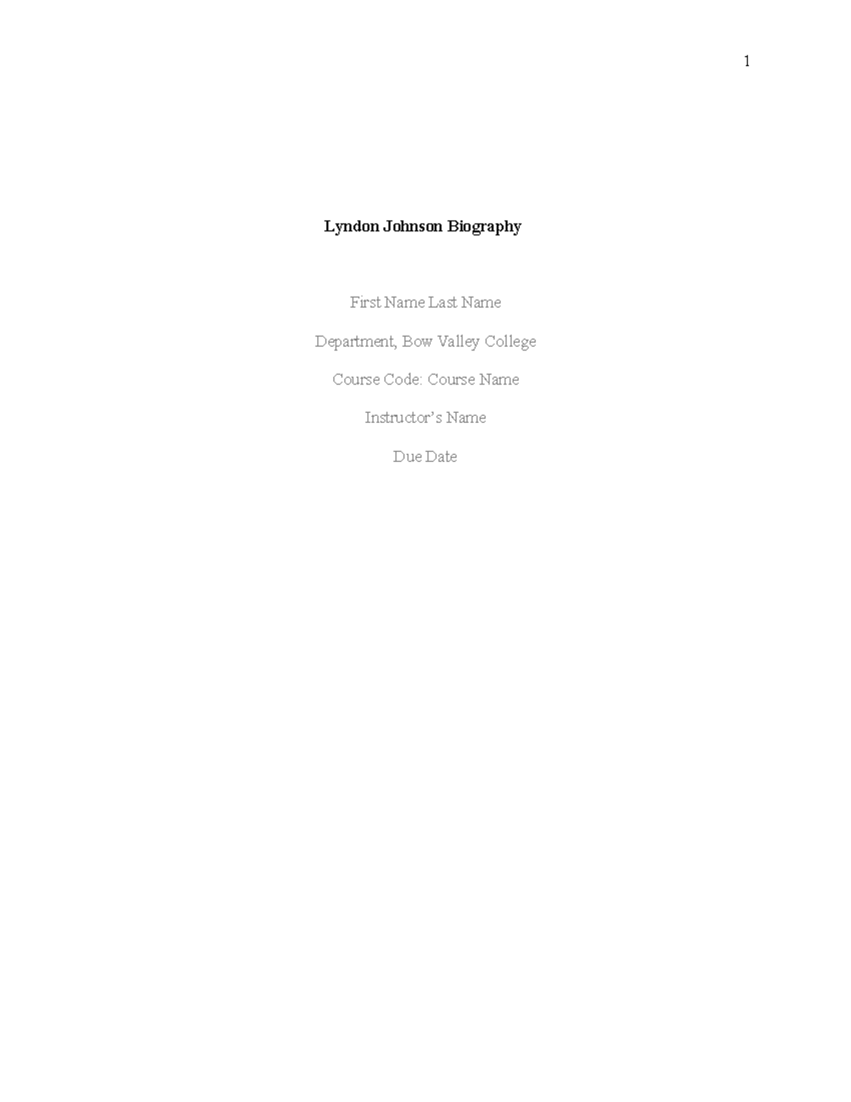 Lyndon Johnson - worksheet - 1 Lyndon Johnson Biography First Name Last ...