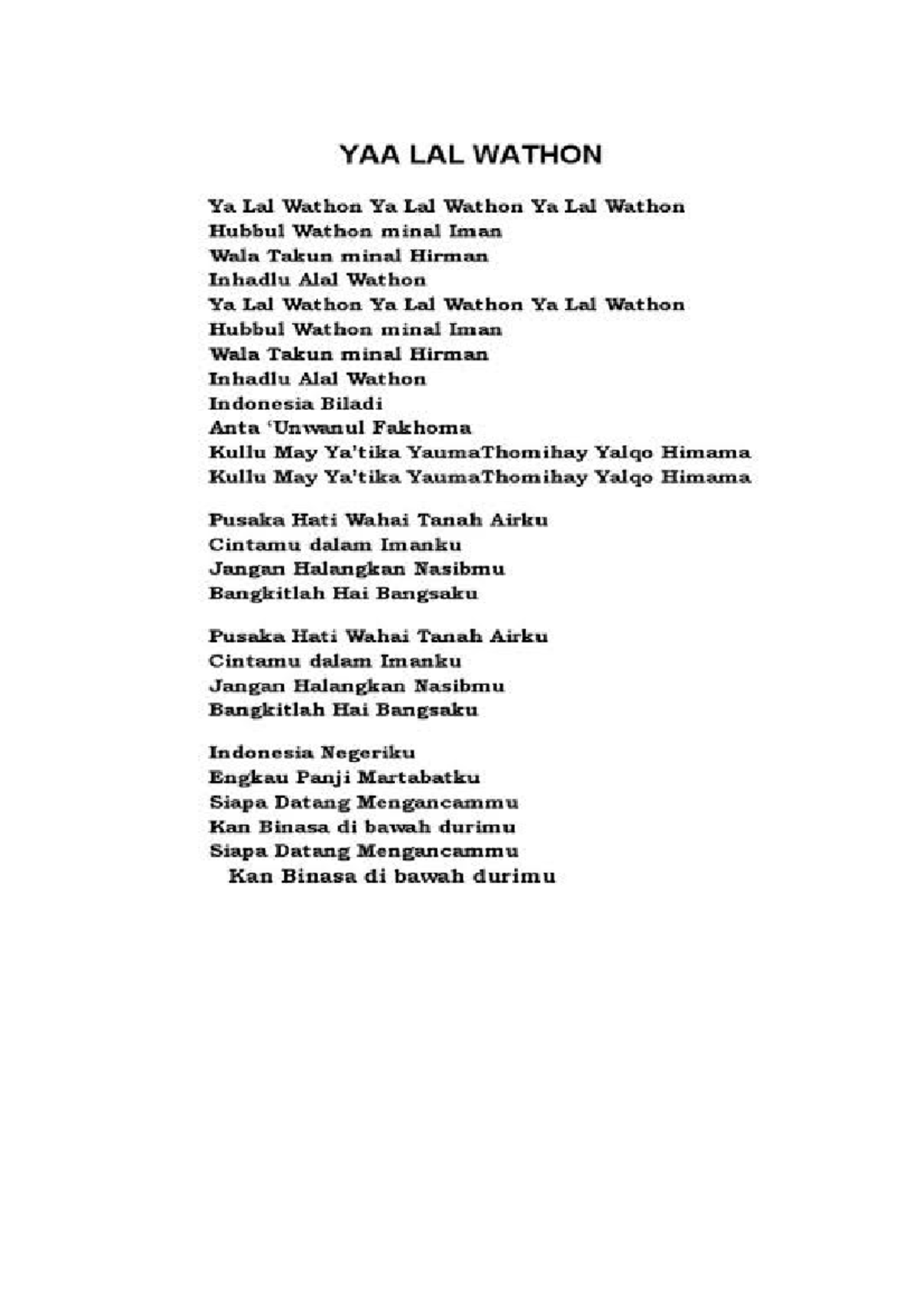 YA LAL Wathon - nota - Agama Islam - Studocu