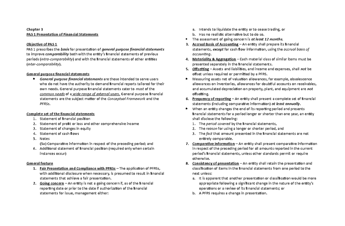 Chapter 3 PAS 1 Presentation of Financial Statements - Chapter 3 PAS 1 ...