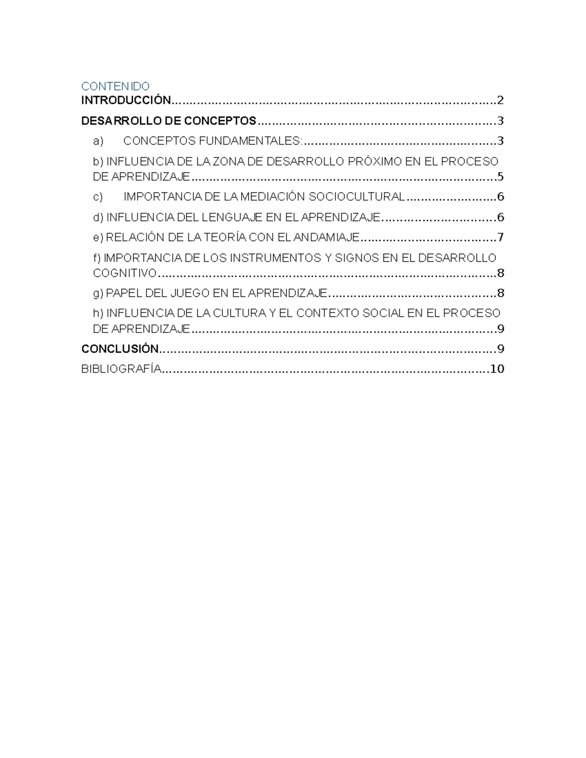 Vygotski - informe - CONTENIDO - Studocu