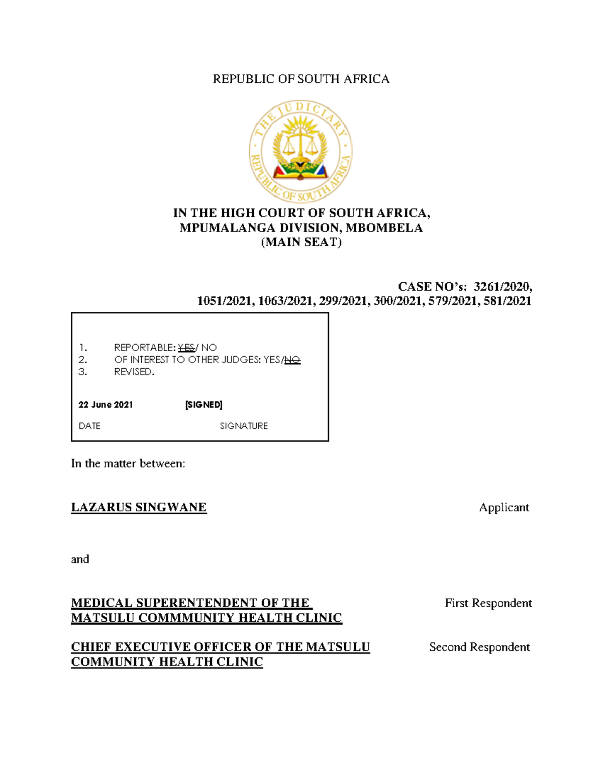 Practice material proc - REPUBLIC OF SOUTH AFRICA IN THE HIGH COURT OF SOUTH AFRICA, MPUMALANGA ...