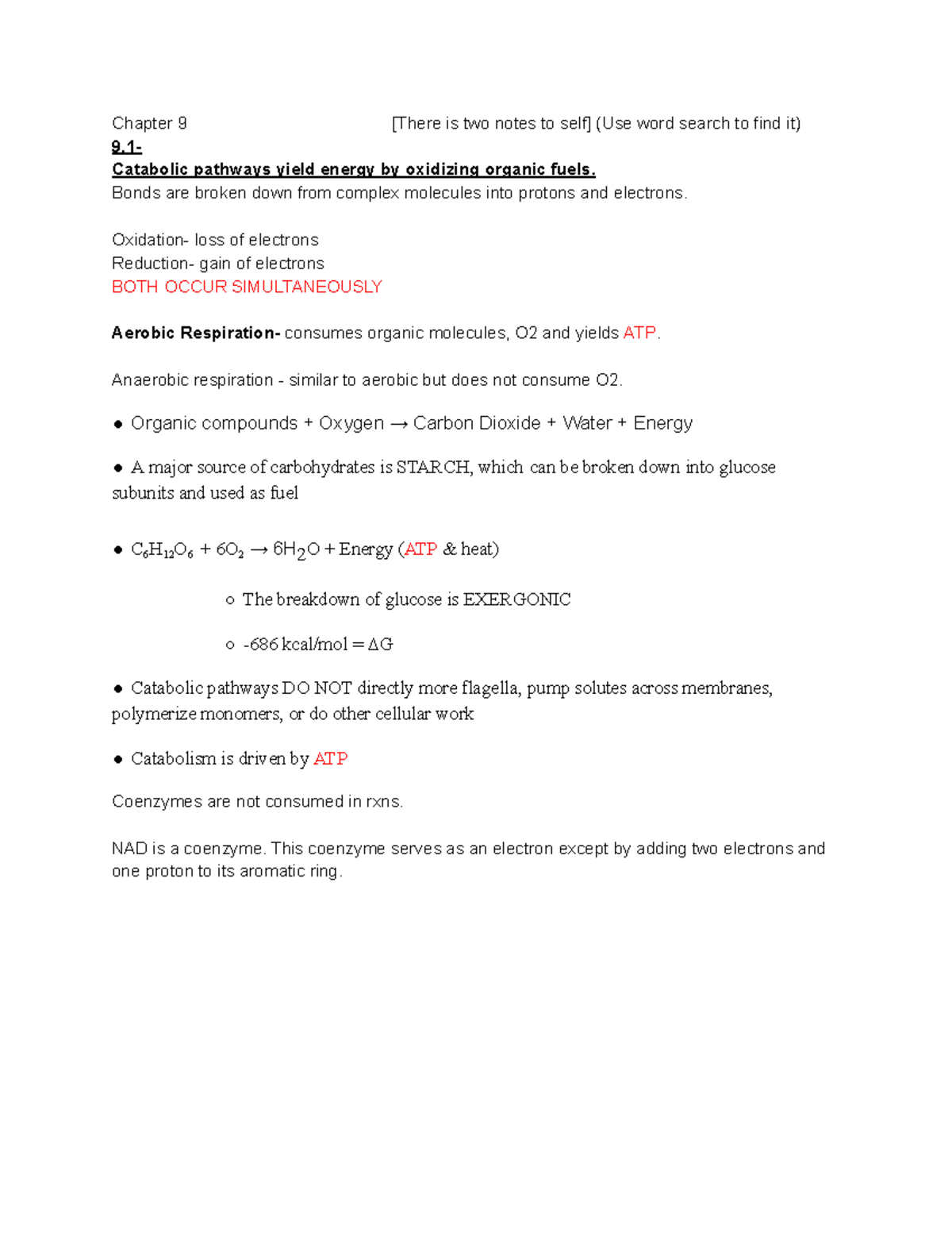 Chapter 9 Notes - 103 00 - Chapter 9 [There is two notes to self] (Use ...