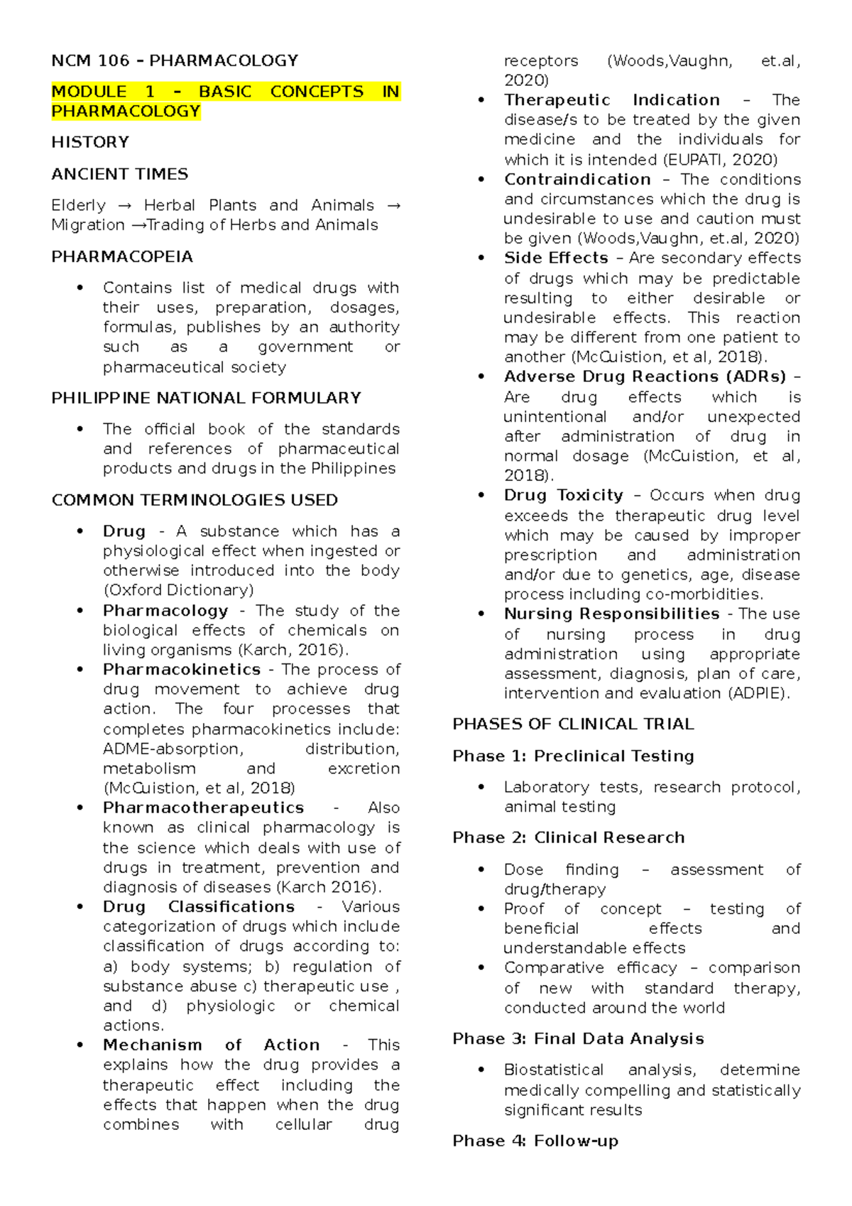 Aapharma MOD 1 3 - reviewer for mod 1-3 - NCM 106 – PHARMACOLOGY MODULE ...