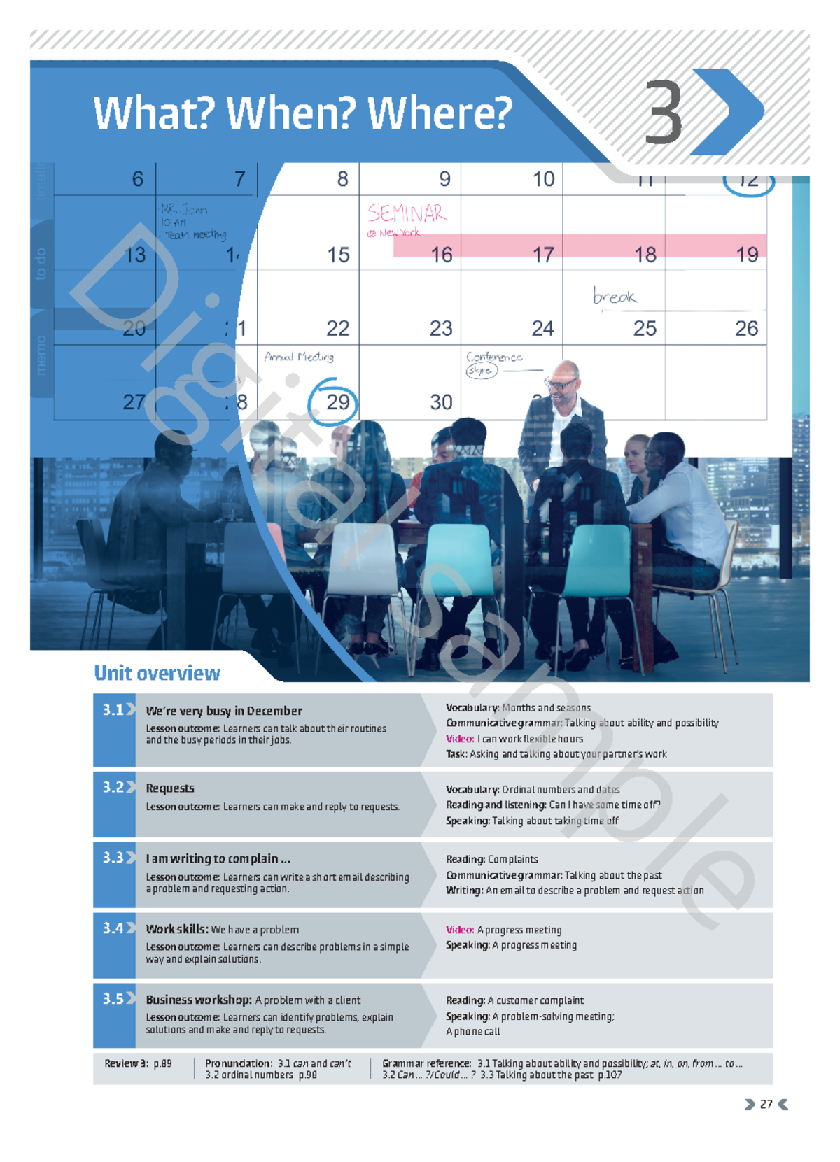 Business Partner A1 Coursebook Unit 3 - What? When? Where? 3 ...