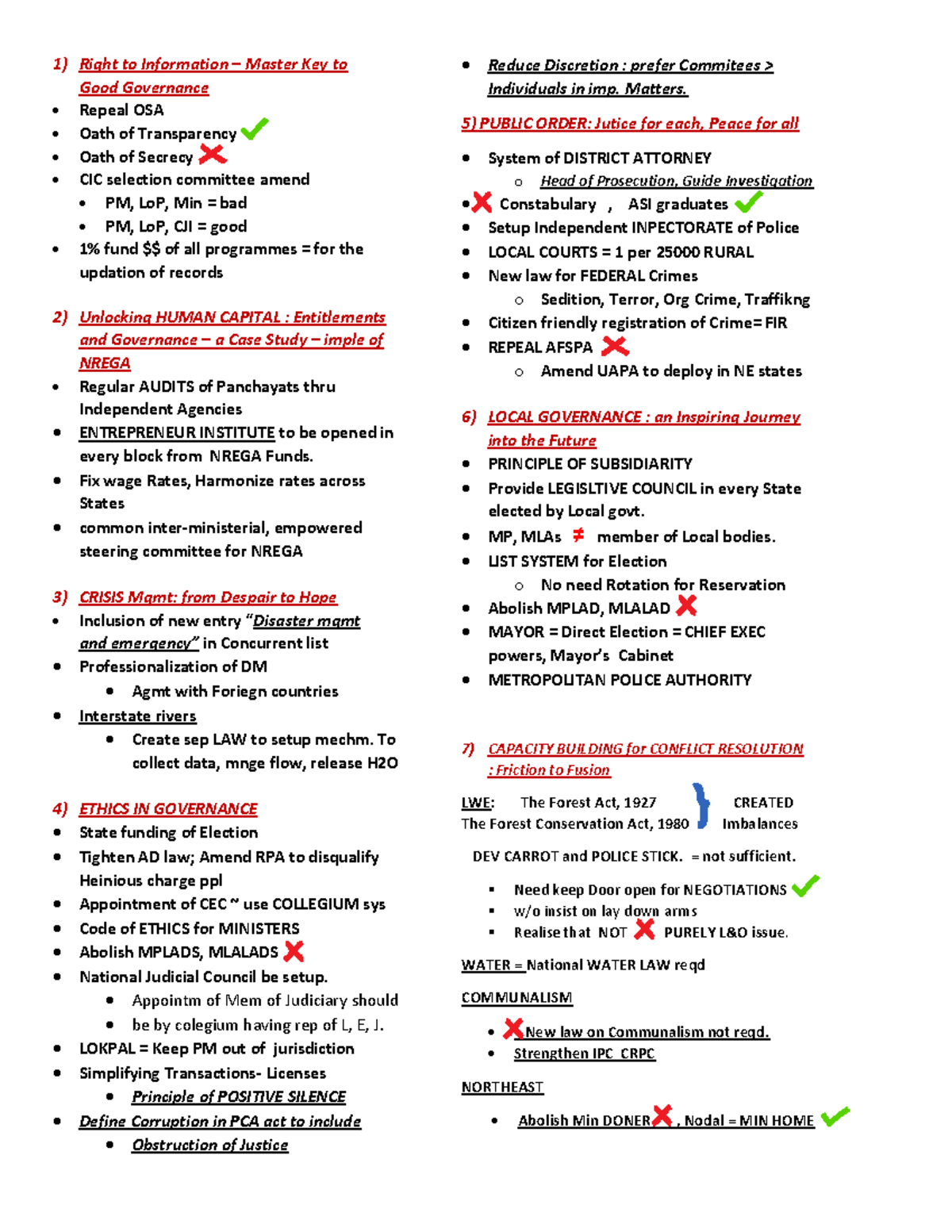 2nd ARC summary - 1) Right to Information – Master Key to Good ...