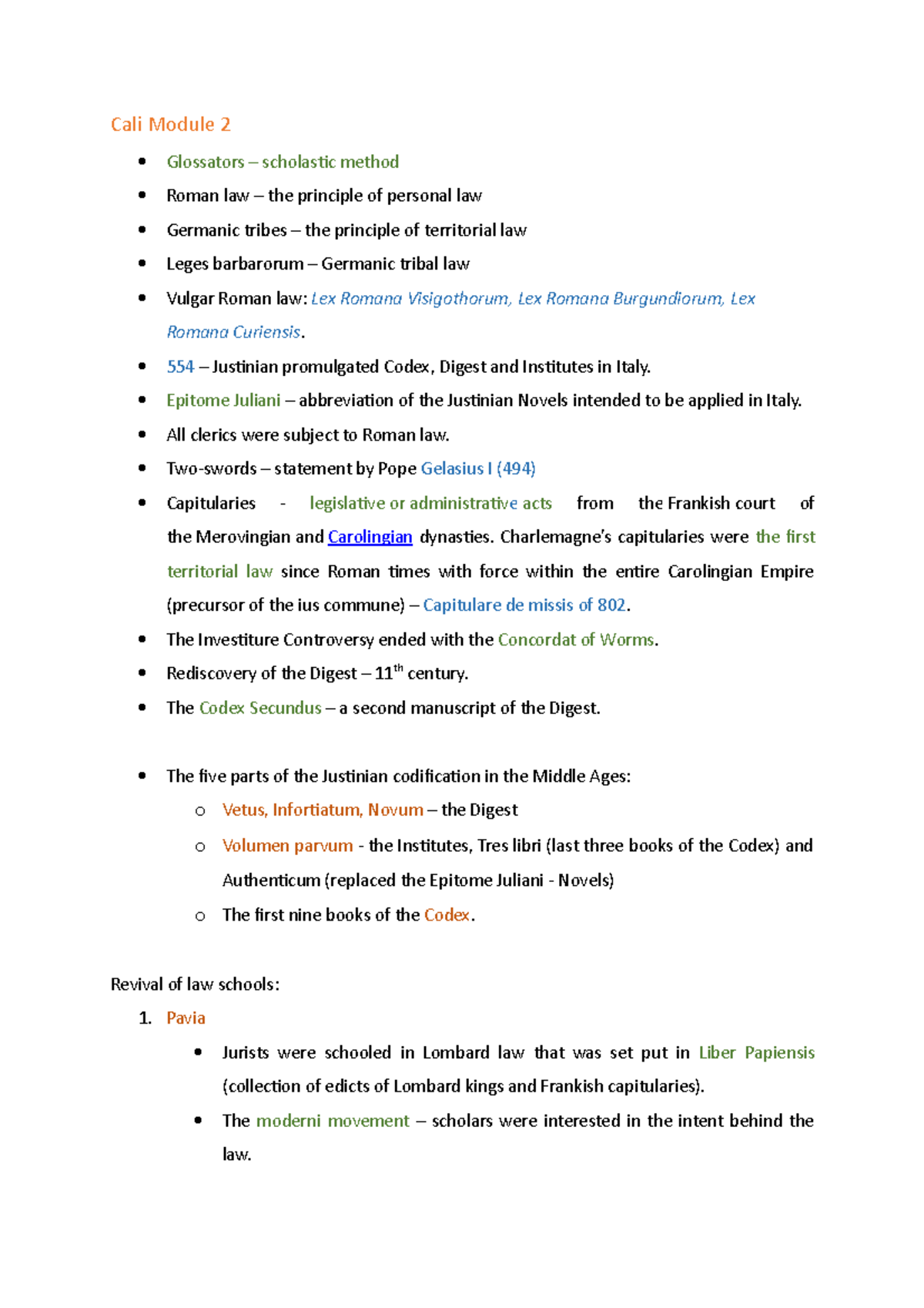 Cali Module 2 and 3 - Cali Module 2 Glossators – scholastic method ...