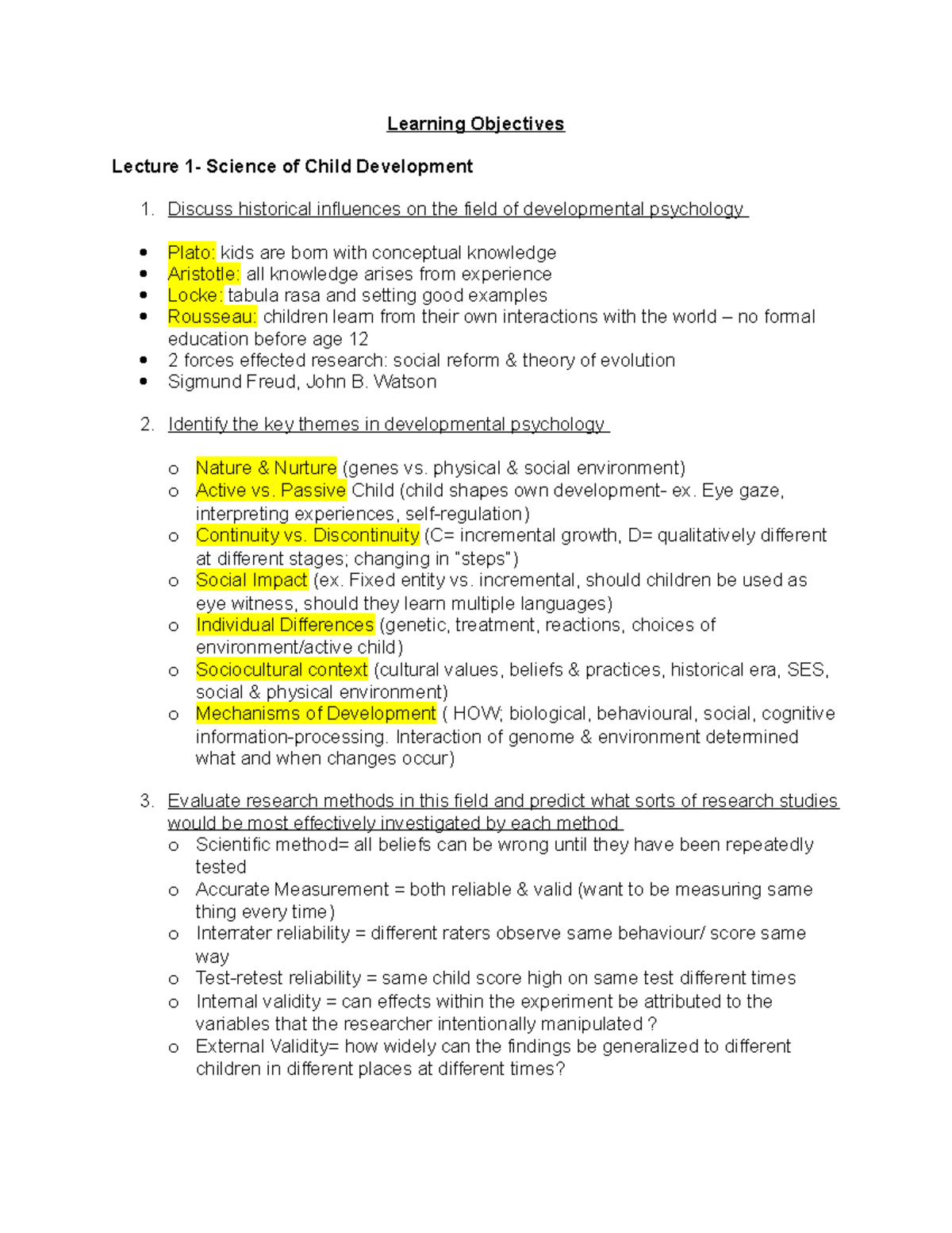 Learning Objectives PSYC 251 - Learning Objectives Lecture 1- Science ...
