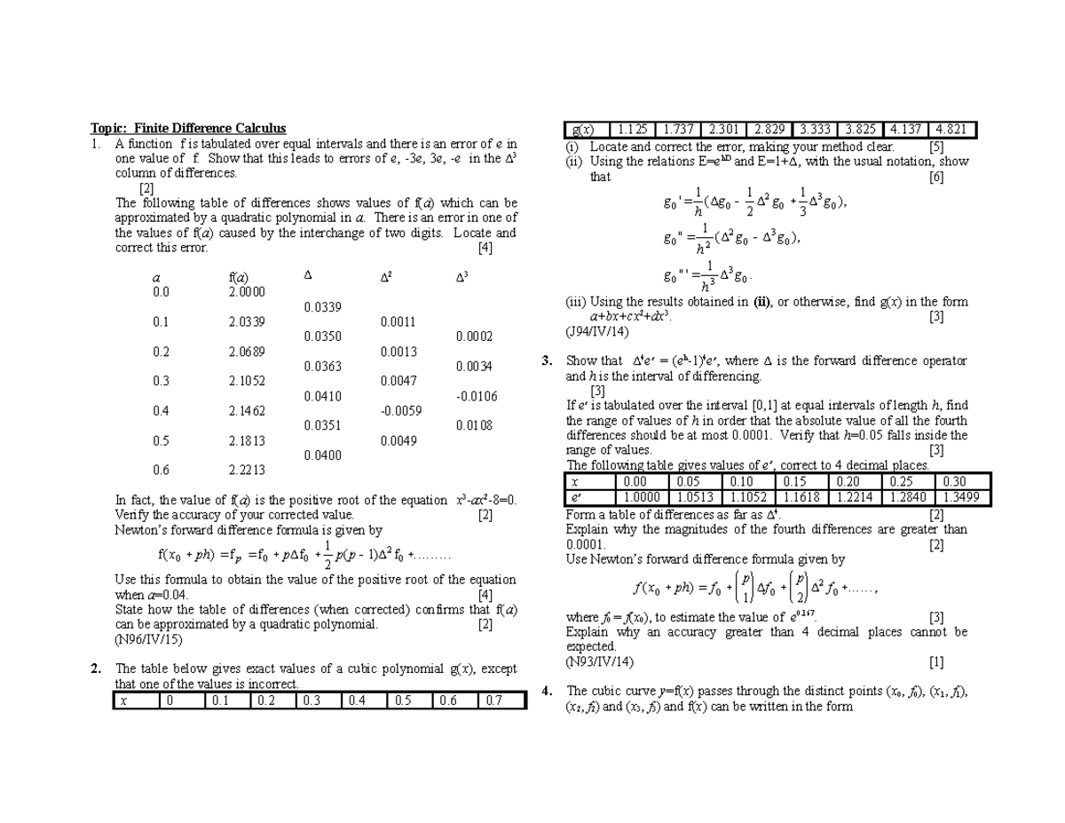 (Numerical Analysis) Finite Difference - Topic: Finite Difference ...