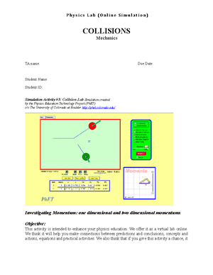 1 Kinematics 1-D Online - KINEMATICS IN ONE DIMENSION Mechanics TA name ...