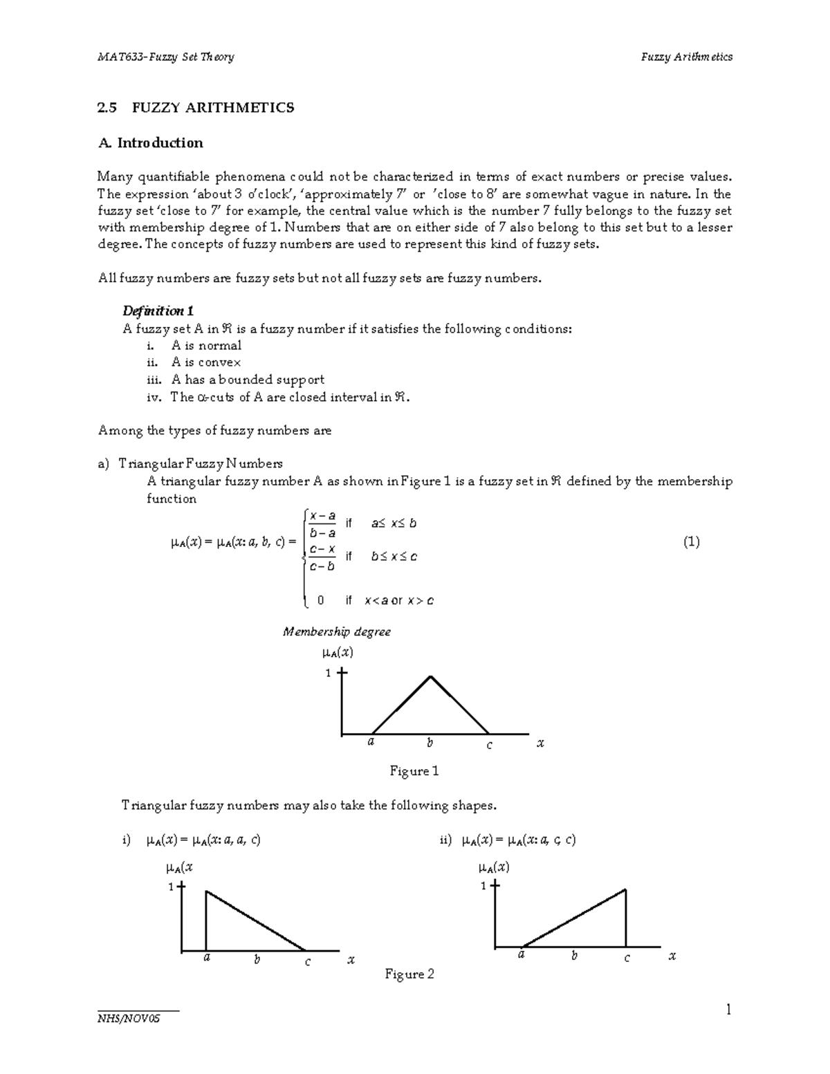 Chapter 25 Fuzzy Arithmetic 1 2 5 Fuzzy Arithmetics A Introduction Many Quantifiable