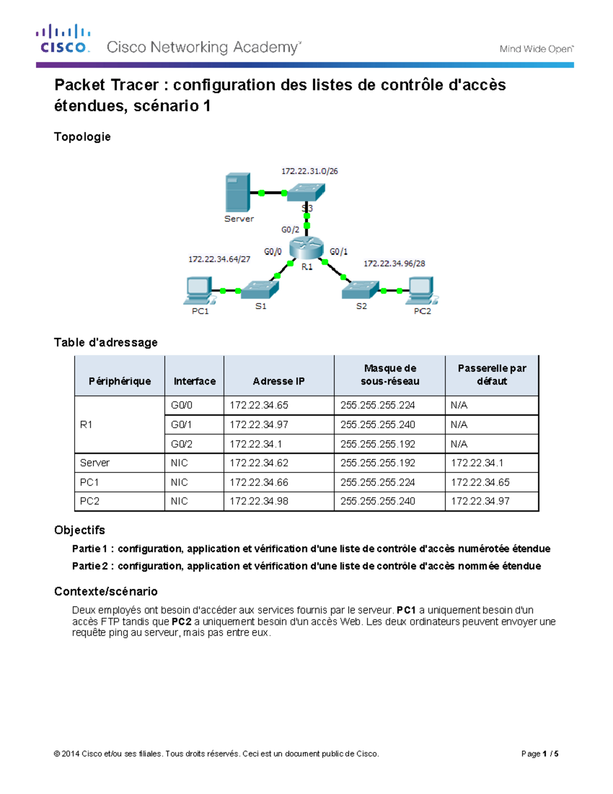 TP2 SSI Configuration d une ACL etendue Scenario 1 Guezouri - Packet Tracer : configuration des ...