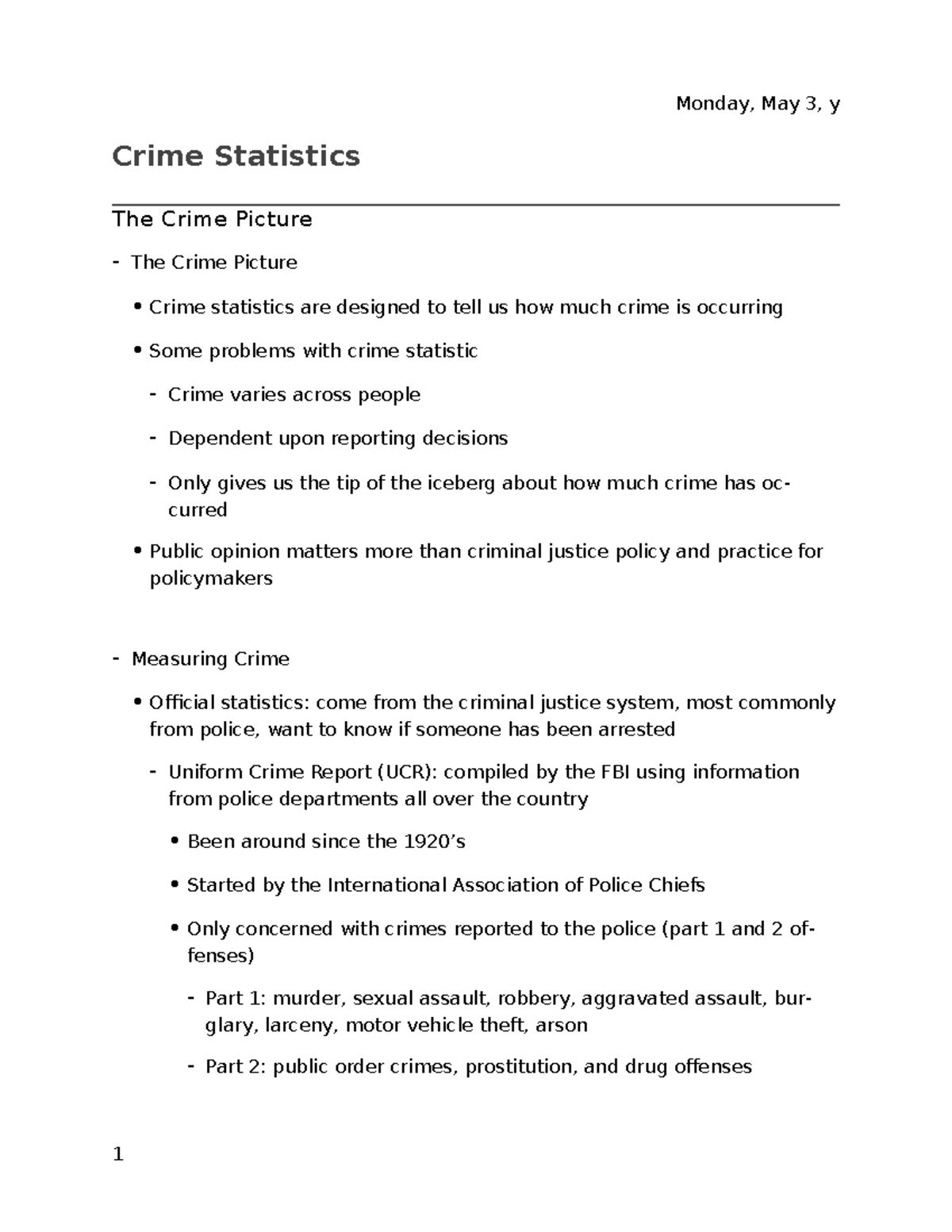 Crime Statistics - Studocu
