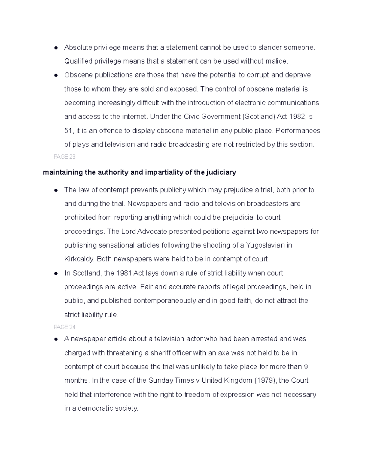 Human rights - Absolute privilege means that a statement cannot be used ...