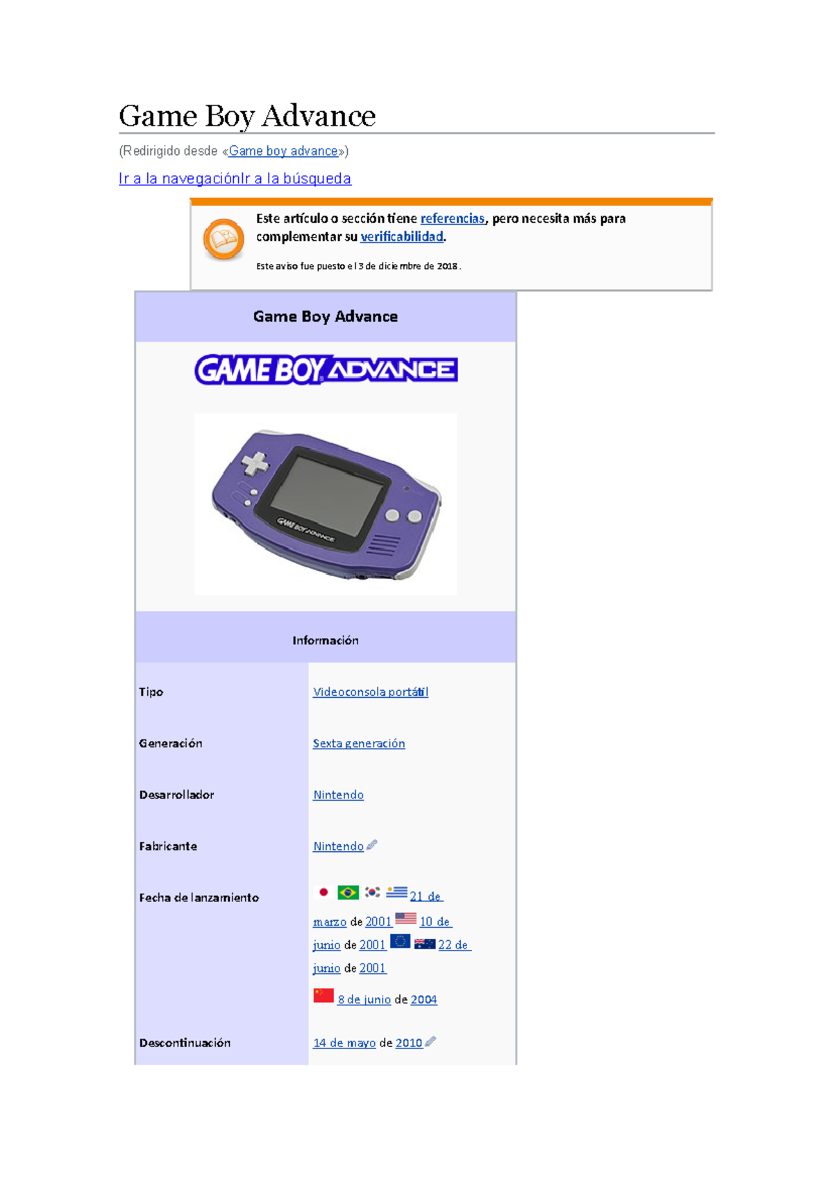 Game boy advance 1 aBCde fghi J2 - Game Boy Advance (Redirigido desde «Game boy advance») Ir a ...