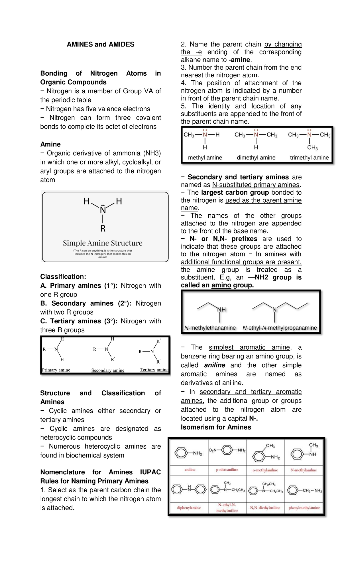Amines and Amides - AMINES and AMIDES Bonding of Nitrogen Atoms in ...