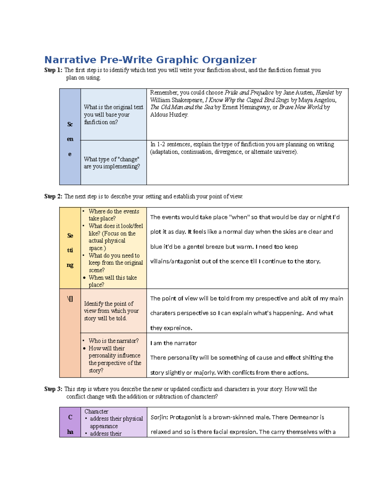 Plotting narrative graphic organizer - Narrative Pre-Write Graphic ...