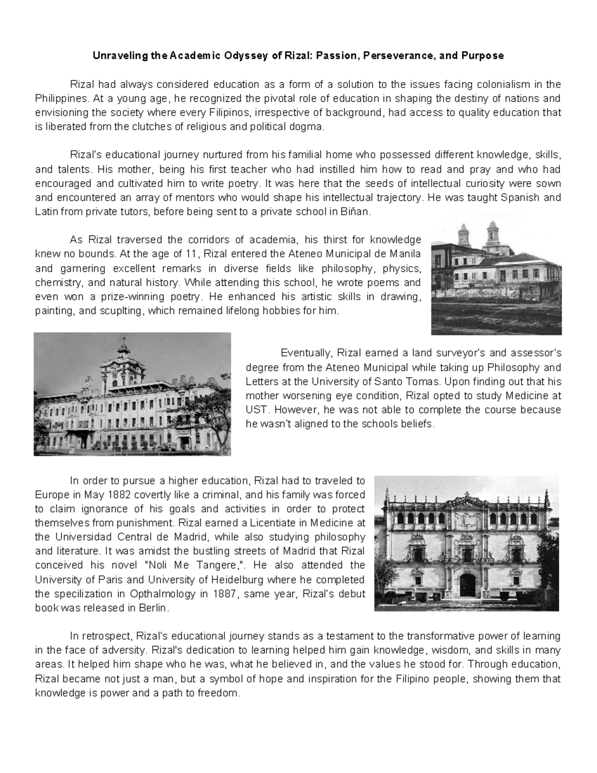 Rizal as a Student - Unraveling the Academic Odyssey of Rizal: Passion ...