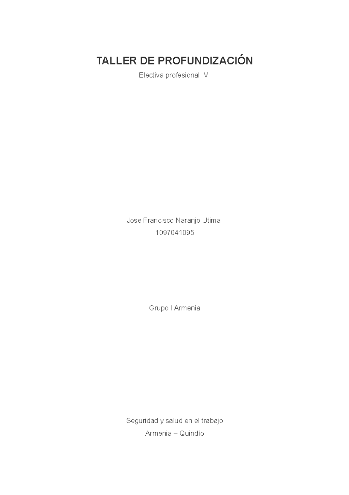 Electiva profesional IV, tercer semestre - TALLER DE PROFUNDIZACIÓN ...