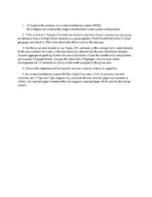 CE 332 Assignment 4 Solution - 1. Determine system curve for the system ...