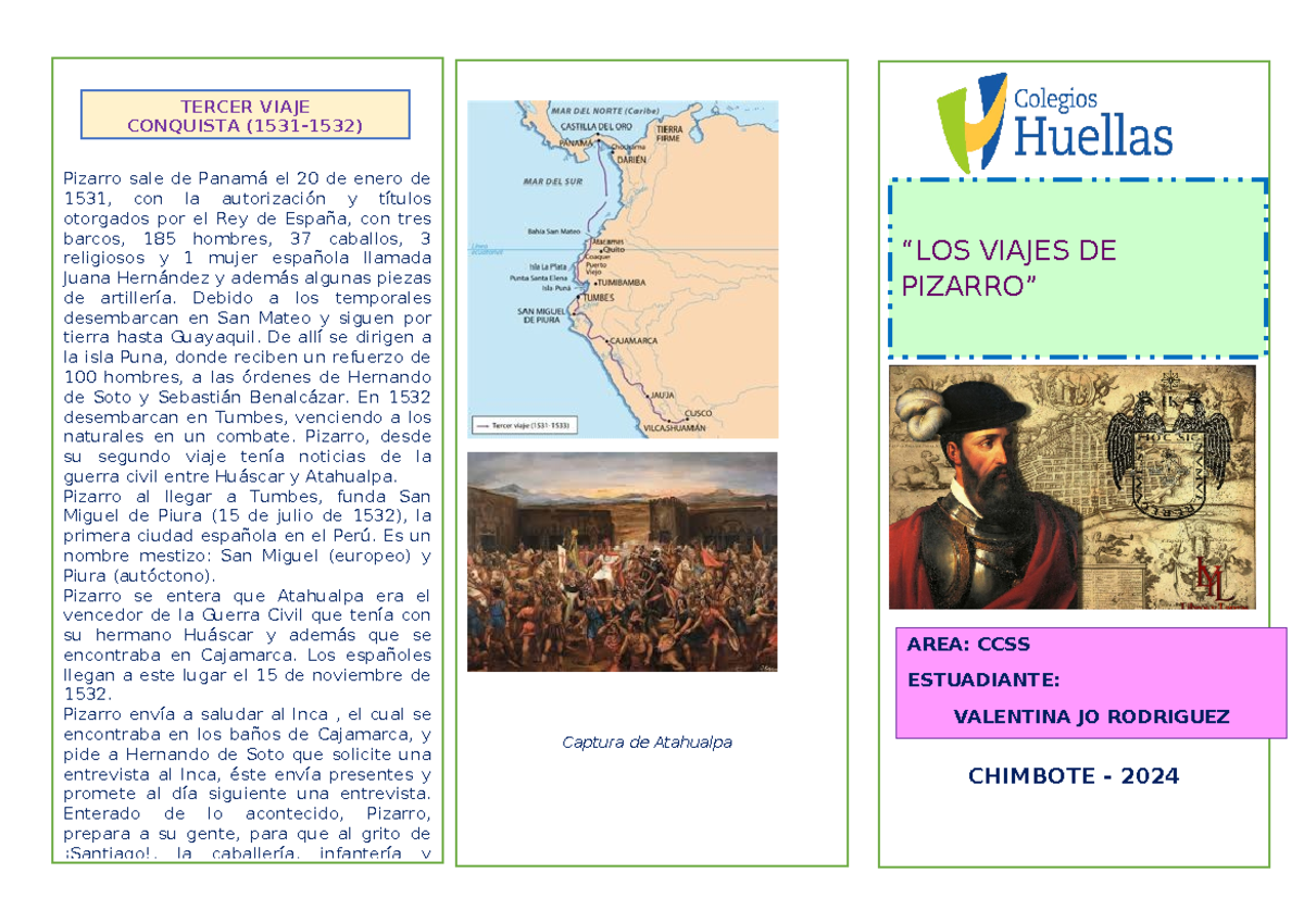 Triptico los viajes de Pizarro - Pizarro sale de Panamá el 20 de enero ...