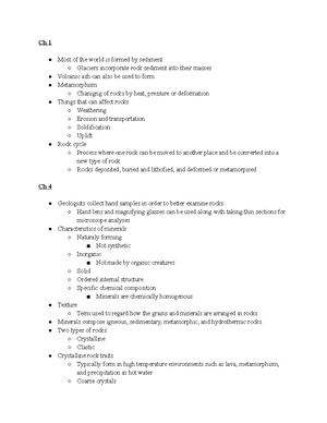Geology Lab Exam 2 Study Guide - GEOL 1040 - Lab Exam STUDY GUIDE ...
