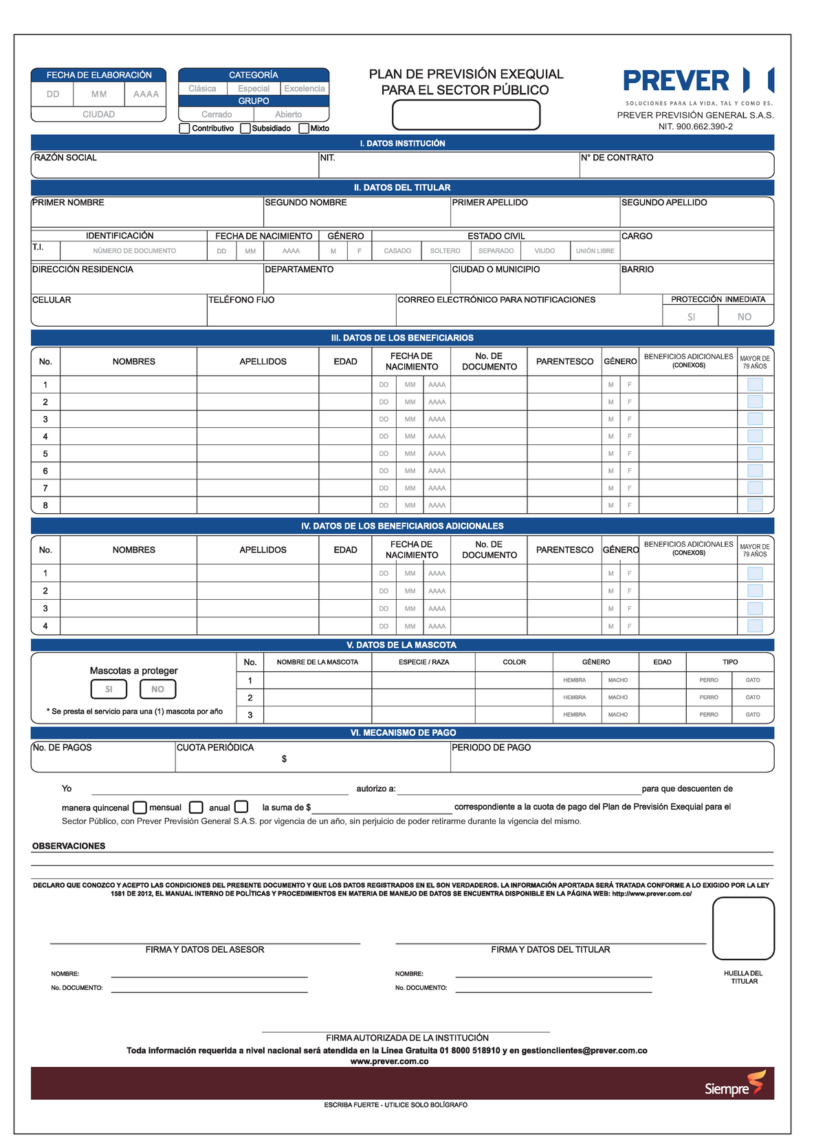 Formulario Prever - 1233 - %(1(),&,26 $',&,21$/(6 0$