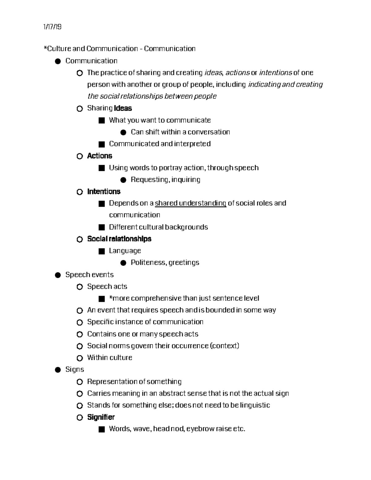 Week 2 Cross Cultural Communication - 1/17/ *Culture and Communication ...