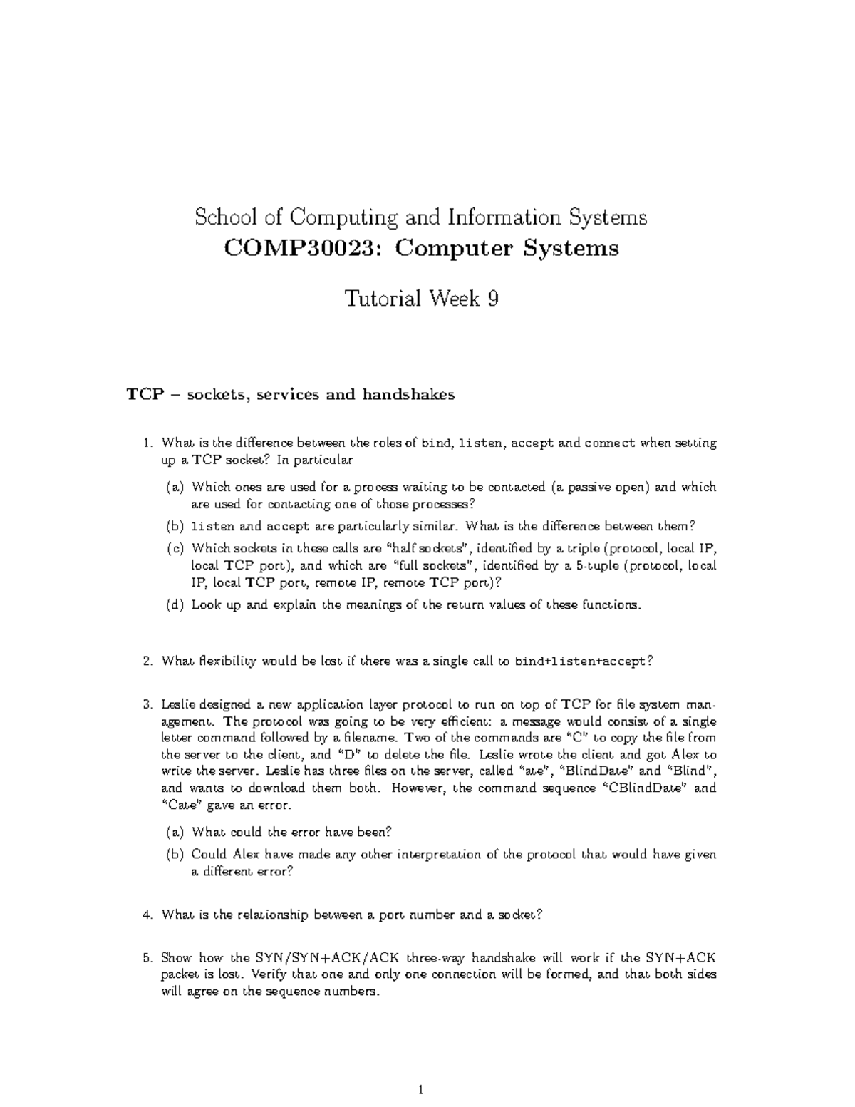 Tutorial 9 Questions School Of Computing And Information Systems Comp30023 Computer Systems