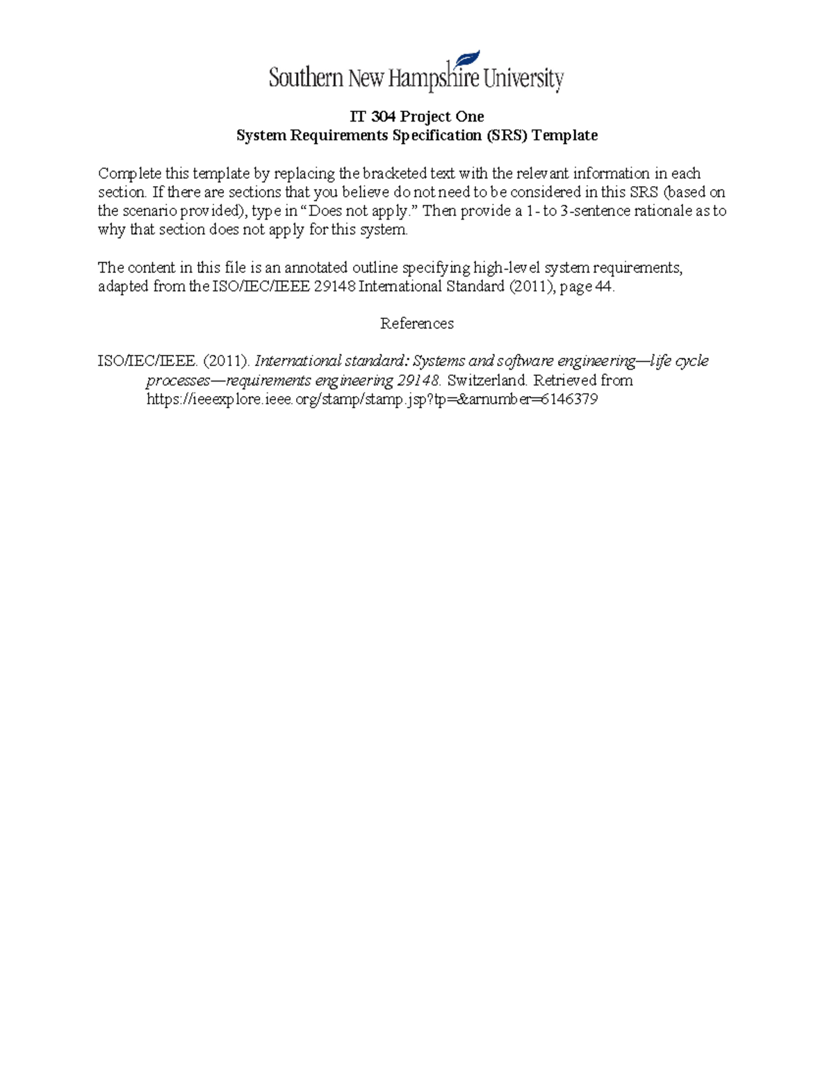 IT 304 Project One - IT 304 Project One System Requirements ...