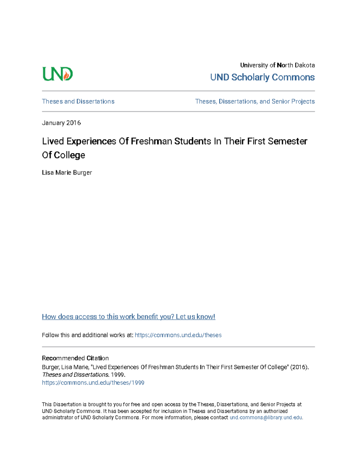 Lived Experiences Of Freshman Students In Their First Semester Of ...