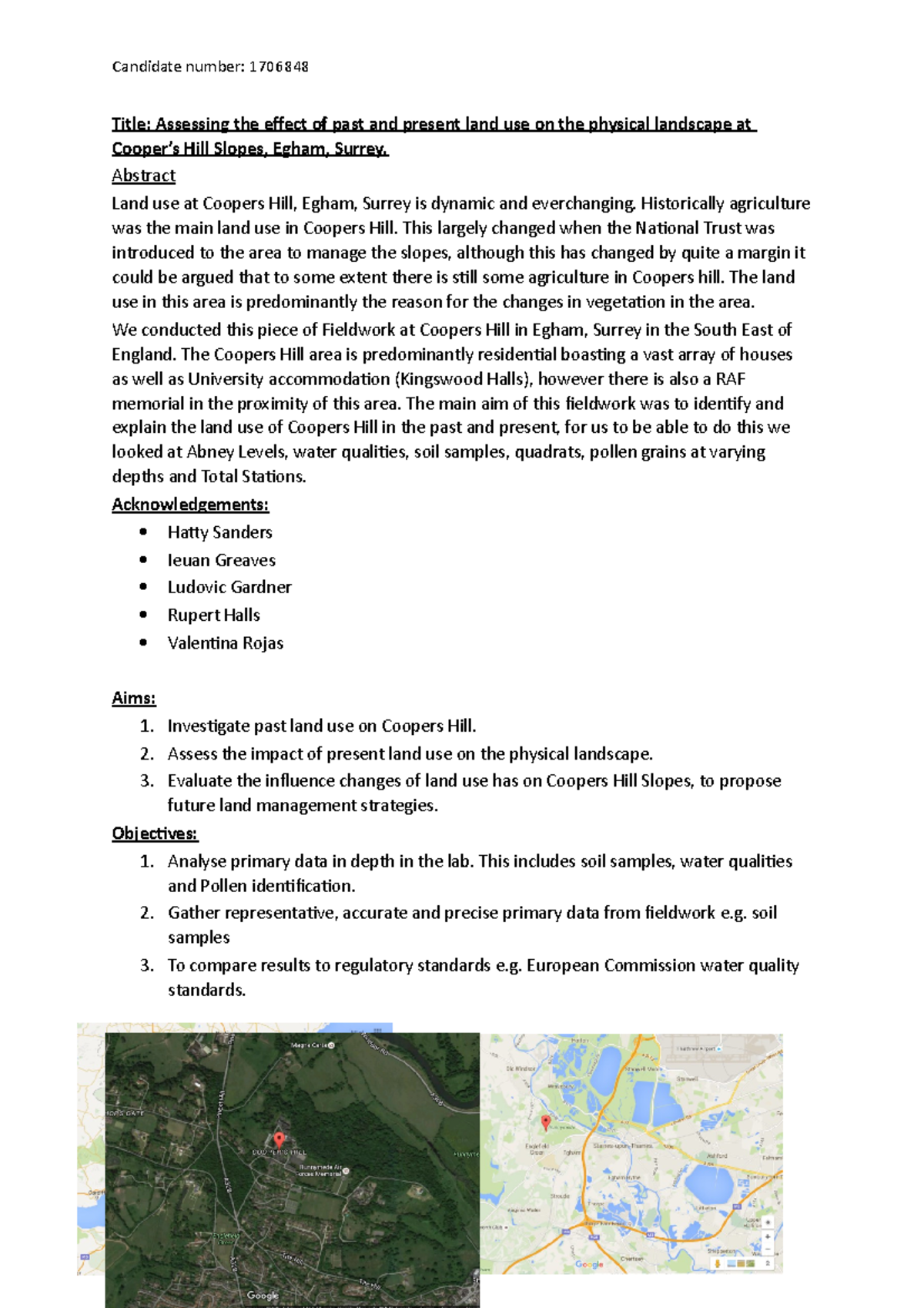 Module A report - An in depth analysis of field work and data ...